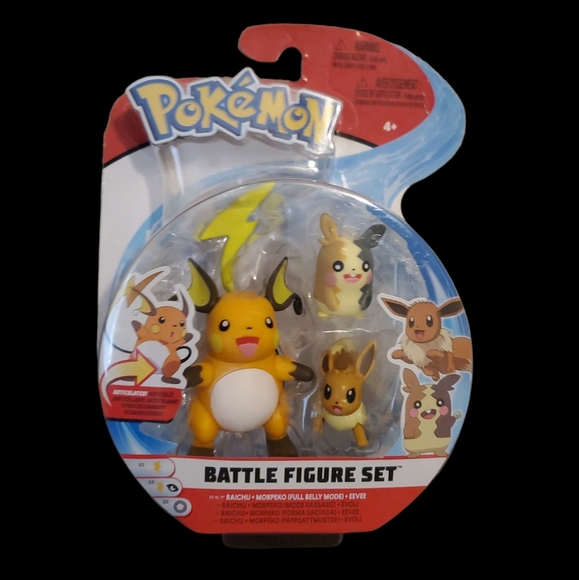 Pokemon | Toys | Pokemon Battle Figure Set Raichu Eevee Full Belly Mode ...